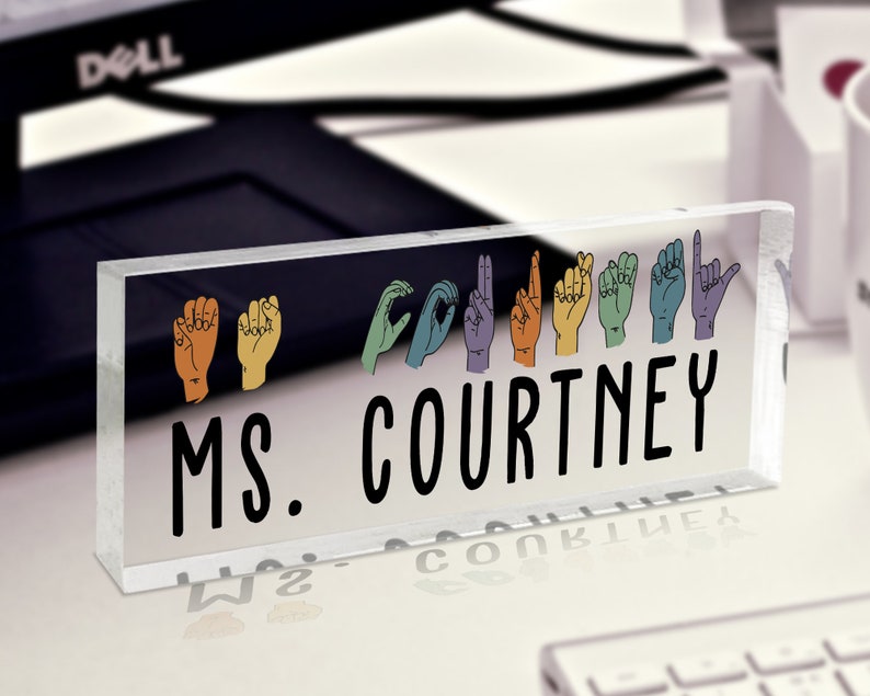 Personalized ASL Teacher Desk Sign: Acrylic Name Plate - Etsy
