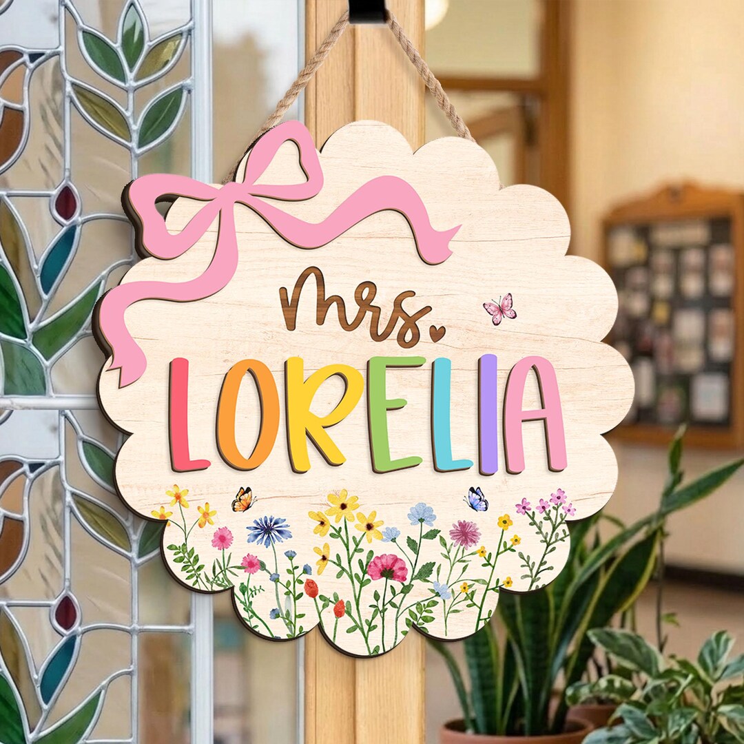Personalized Teacher Name Door Hanger, Custom Classroom Decor, Back to ...
