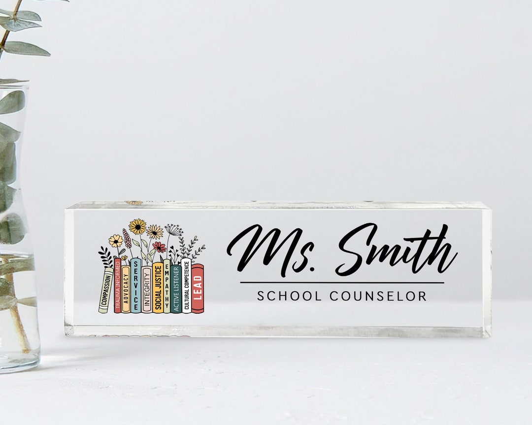 School Counselor Desk Name Plate, Counselor Desk Sign, Mental Health ...