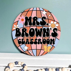 Disco Classroom Door Sign, Groovy Teacher Door Hanger, Back to School ...
