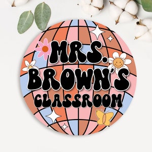 Disco Classroom Door Sign, Groovy Teacher Door Hanger, Back to School ...