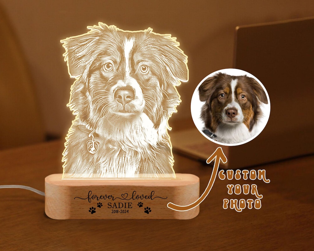 Personalized Pet Photo Night Light: Custom Dog Memorial Lamp - Etsy