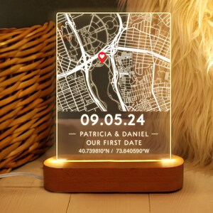 Custom Map Night Light With Street Names, Our First Date Gift for Him ...
