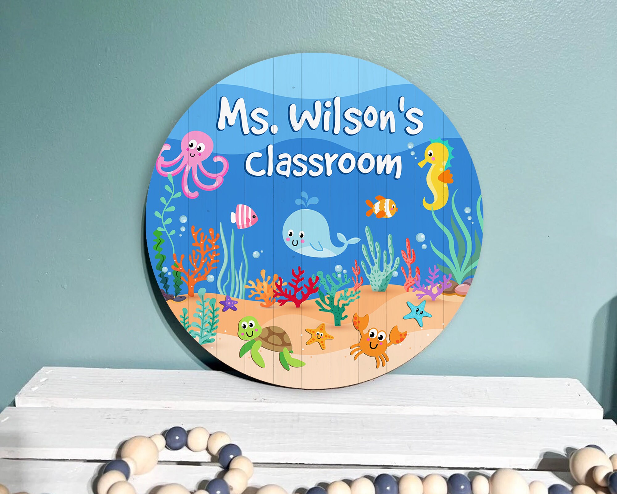 Ocean Theme Classroom Door Sign, Personalized Teacher Gift - Etsy