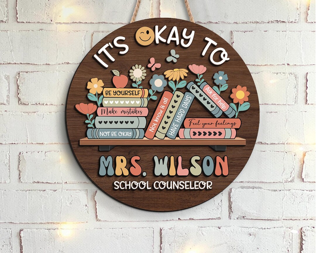 3D School Counselor Door Sign, Teacher Door Hanger, School Psychologist ...
