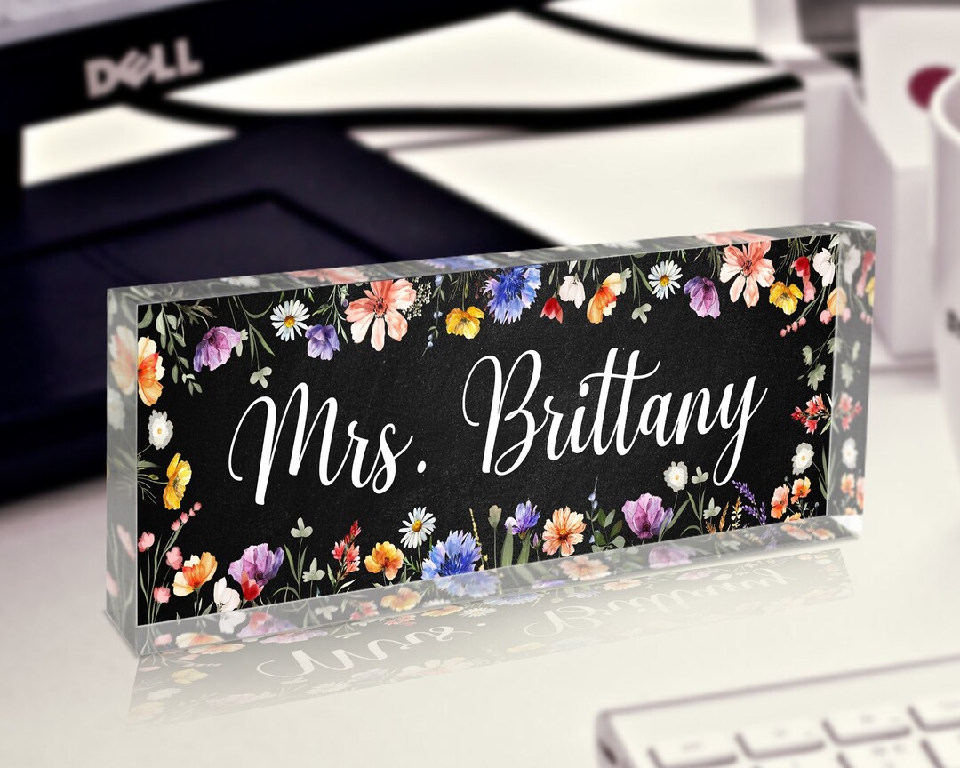 Trending Floral Teacher Desk Sign, Cute Teacher Gift, Teacher Desk Name ...