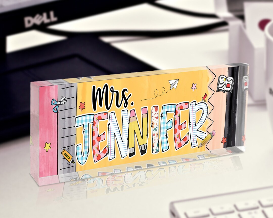 Pencil Teacher Desk Name Plate, Custom Teacher Desk Sign, Back to ...