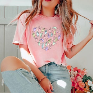 ASL Heart Alphabet Teacher Comfort Colors Shirt, Sign Language Shirt ...