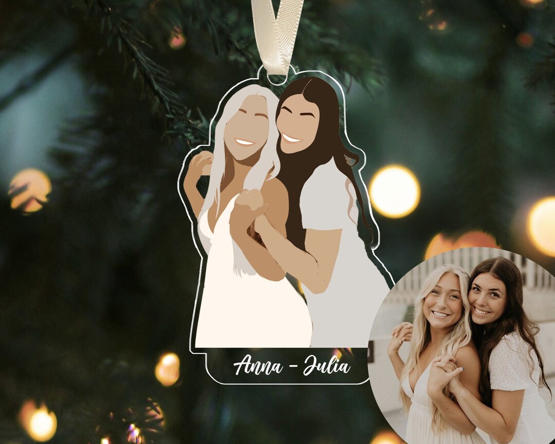 Personalized Besties Ornament, Besties Faceless Portrait Ornament ...
