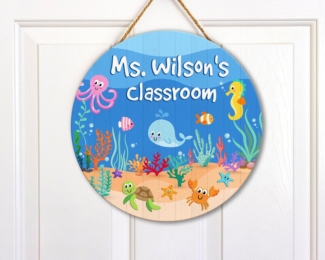 Classroom Door Sign, Teacher Door Hanger, Ocean Sea Themed Classroom ...