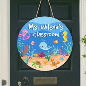 Classroom Door Sign, Teacher Door Hanger, Ocean Sea Themed Classroom ...