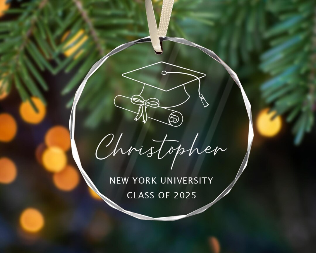 Personalized Graduation Crystal Ornament, High School Graduate Keepsake ...