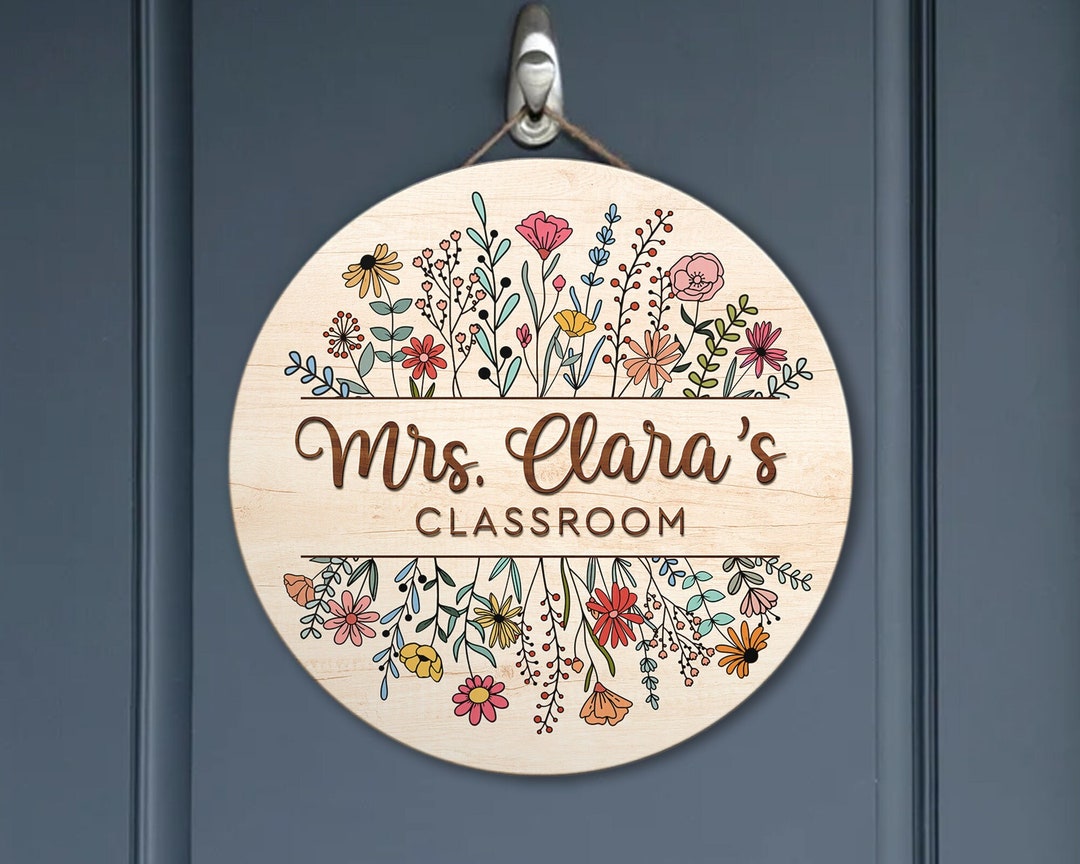 Floral Teacher Sign, Classroom Welcome Sign, Gift for Teacher ...