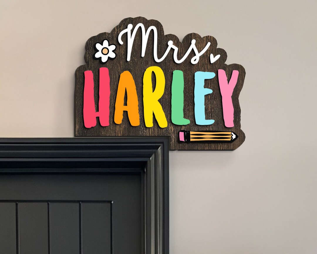 Personalized 3D Doorframe Corner Sign, Teacher Door Hanger, Welcome ...