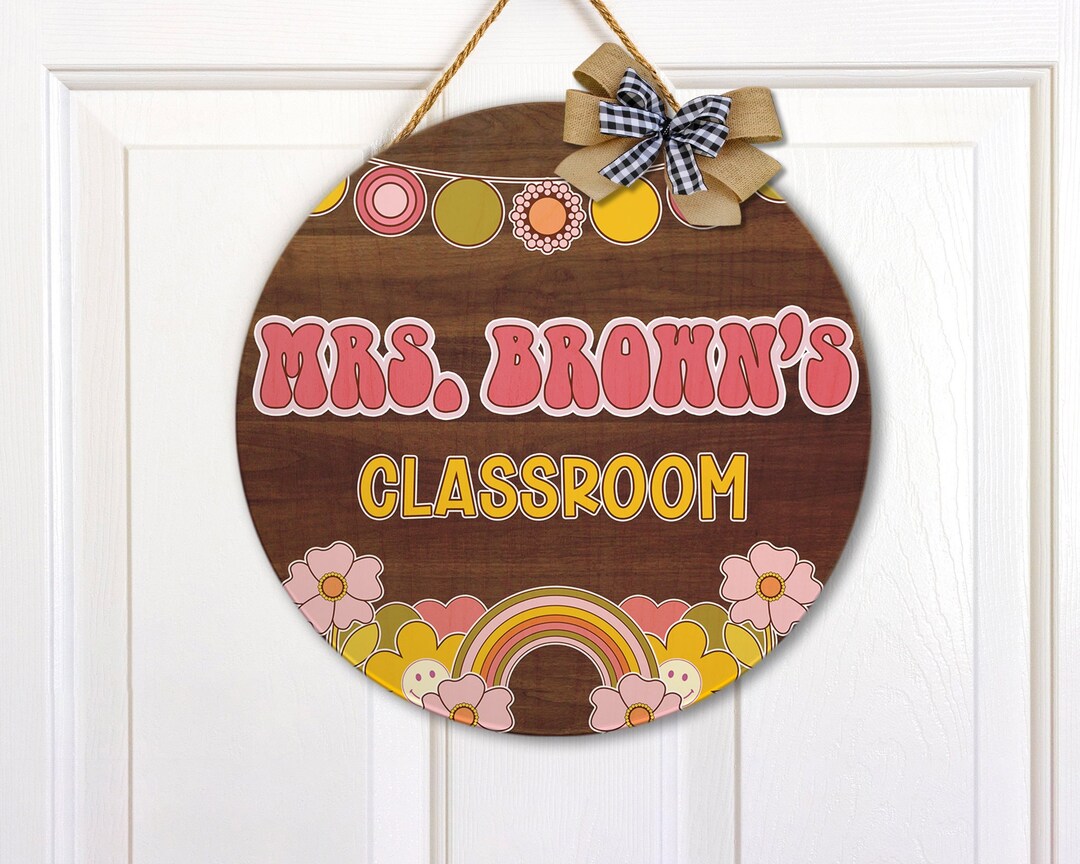Custom Teacher Sign, Back to School Sign for Classroom, Retro Classroom ...