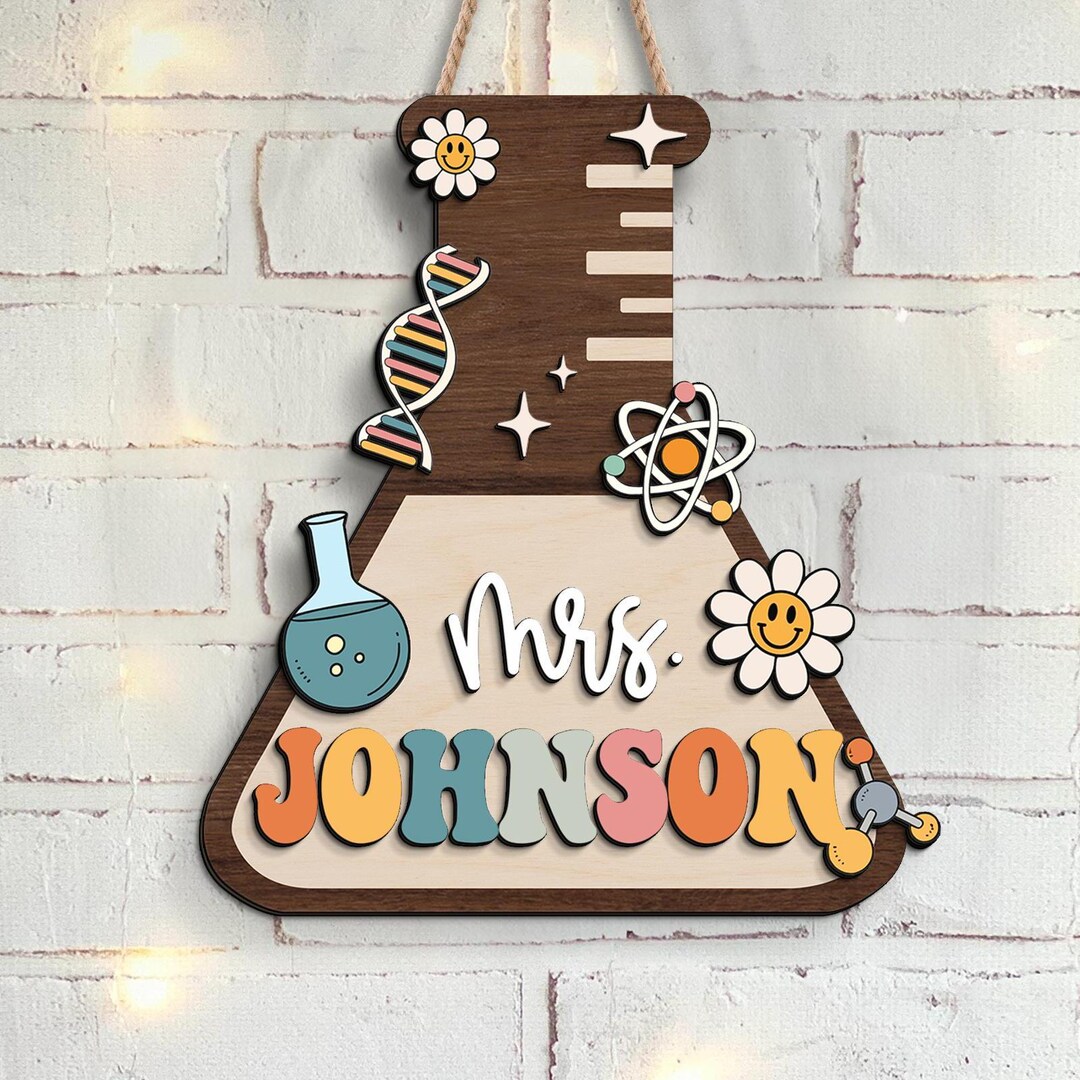 Custom Science Teacher Name Sign: 3D Classroom Door Hanger - Etsy