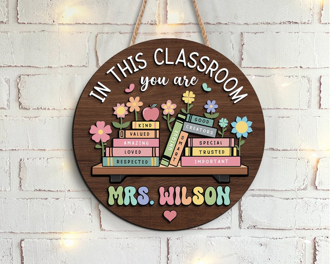 Custom Teacher Door Hanger, Classroom Decor, Back to School Gift - Etsy