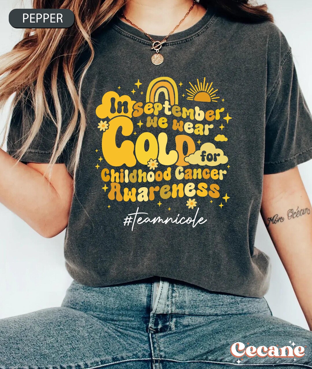 Personalized in September We Wear Gold Shirt, Cancer Team Support ...