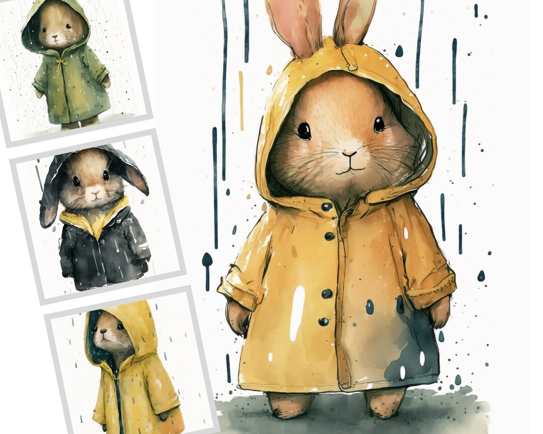 Adorable Bunny Clip Art Collection - Digital Watercolor Bunny ...