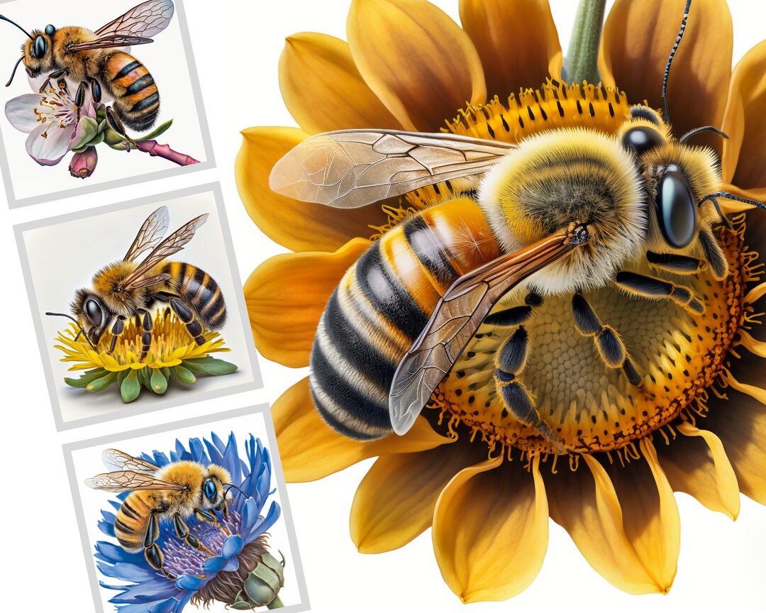 Watercolor Honey Bee Clipart, Spring Garden Bee and Honey Drips Clip ...