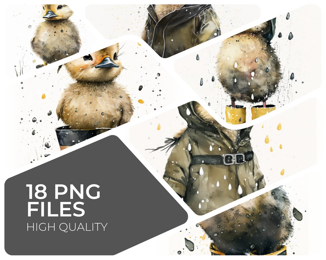 Ducklings in Rain Boots Printable Art Prints, Commercial Use Duckling ...