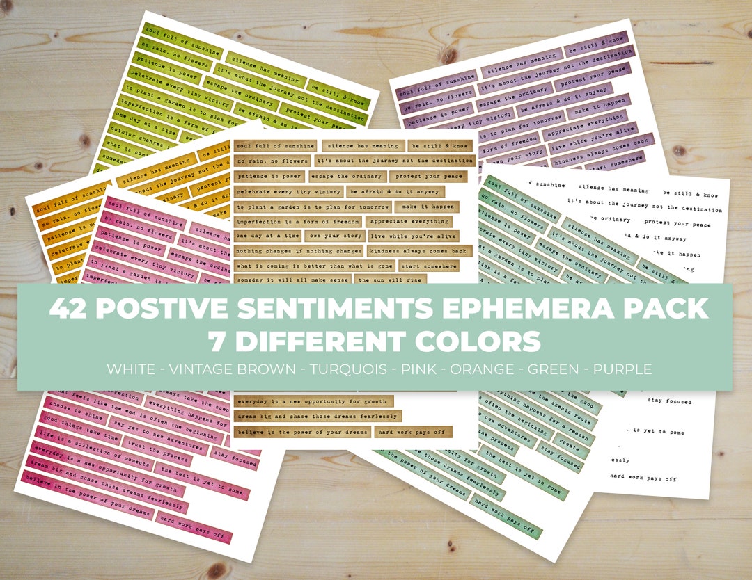Positive Sentiments, Ephemera Phrases for Junk Journaling, Scrapbooking ...