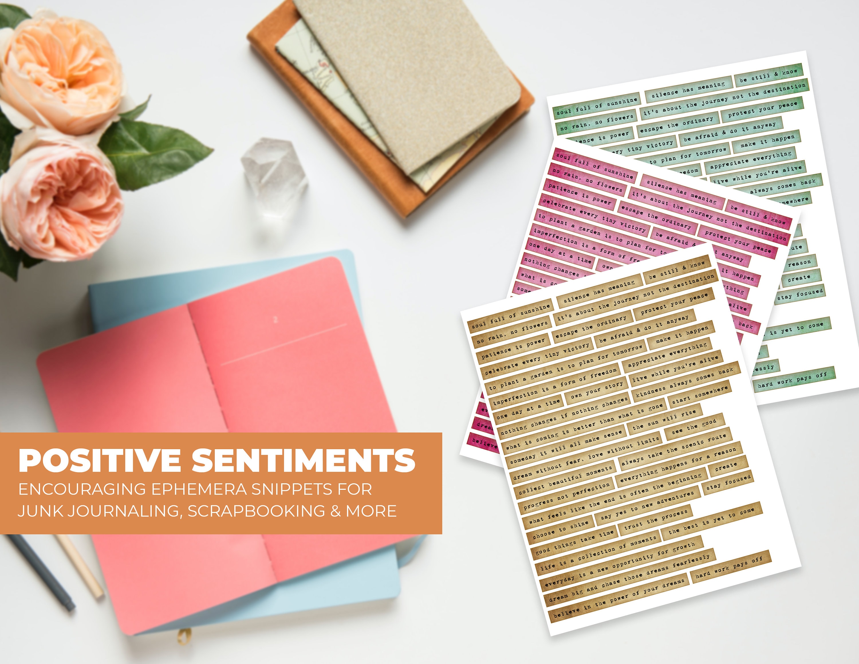 Positive Sentiments, Ephemera Phrases for Junk Journaling, Scrapbooking ...