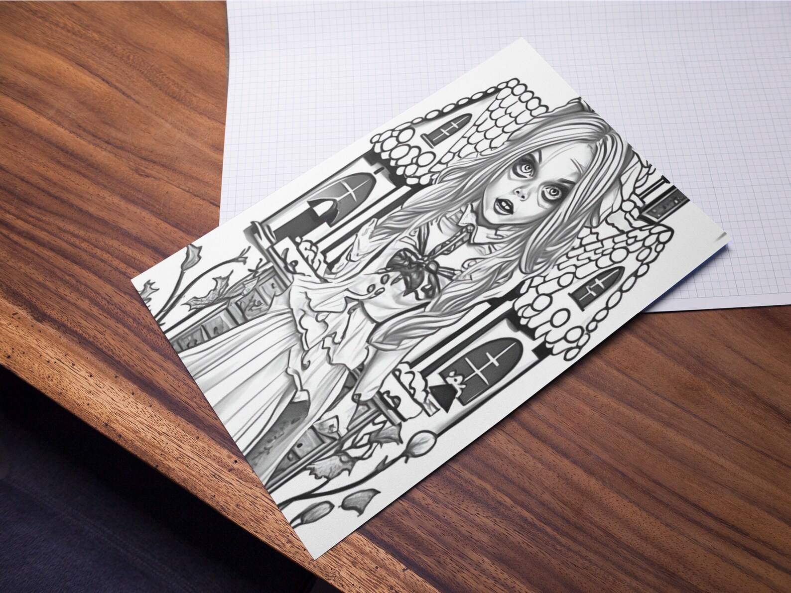 21 Lost Girl Fantasy Horror Coloring Page Book, Adults + Teens- Instant ...