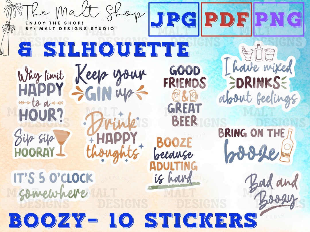 Boozy Stickers, Sticker Bundle, Digital Bundle, Funny Stickers ...