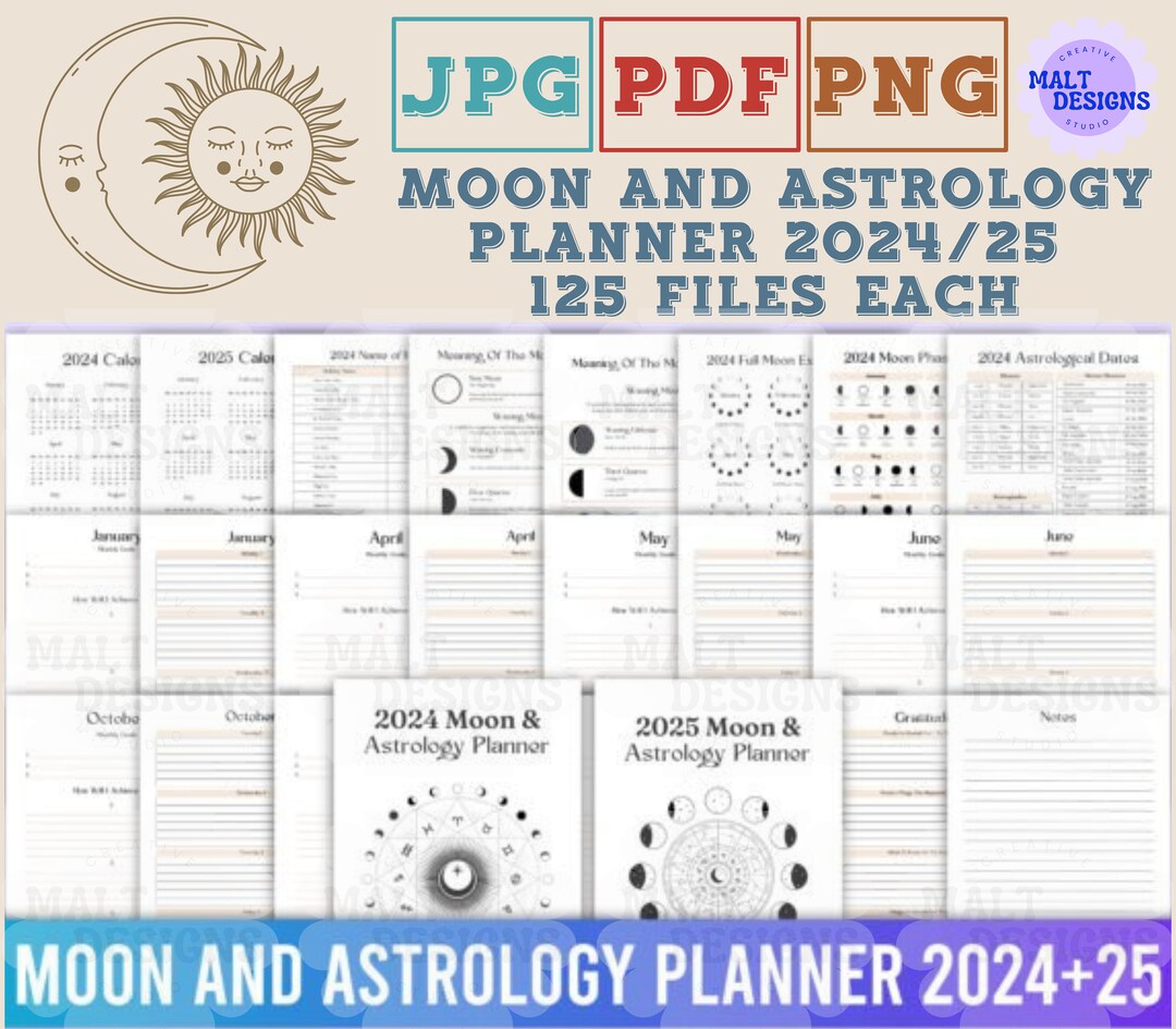 Moon Journal, Astrology, 2024-2025 Moon Planner, Moon Phase Planner ...