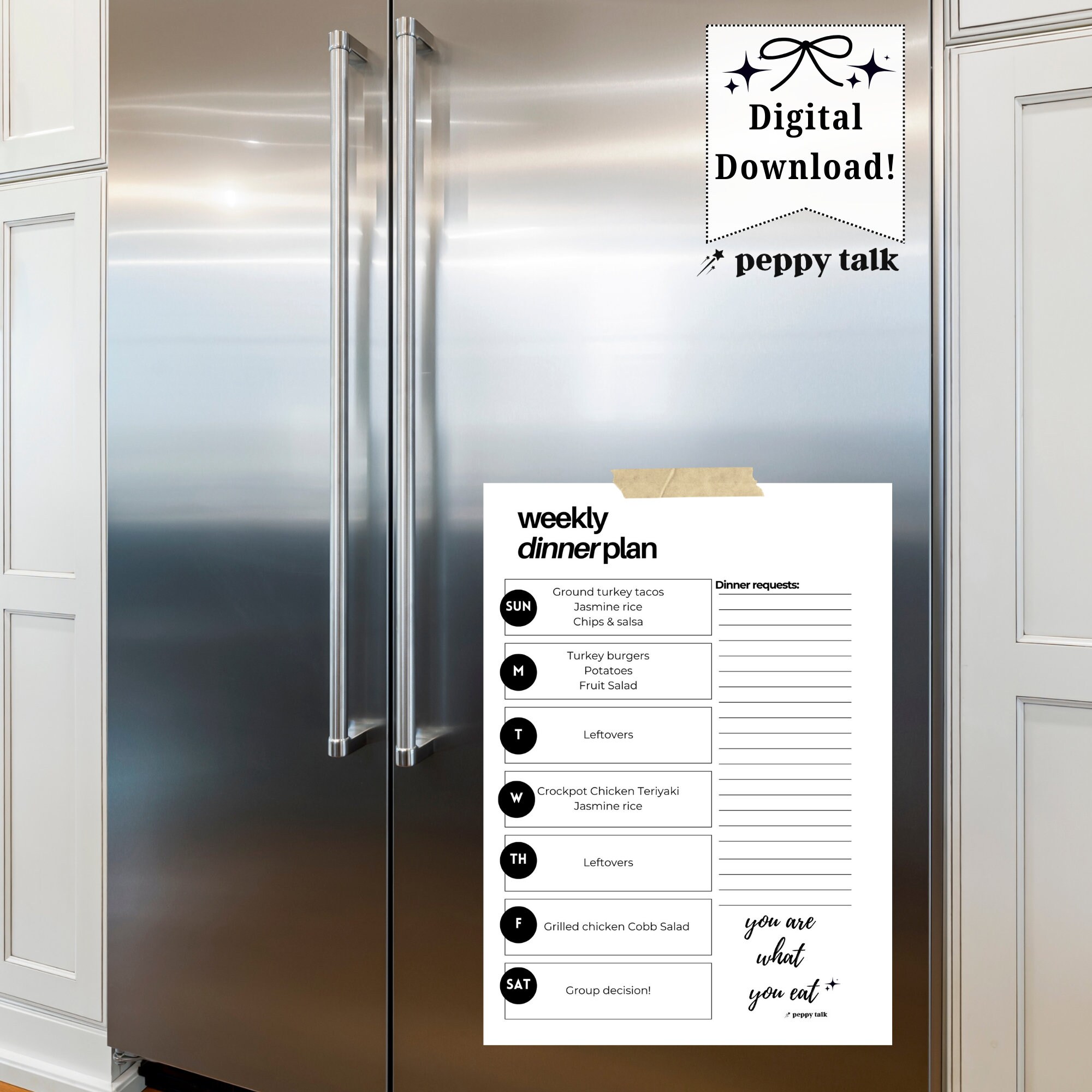 Printable Editable Meal Planner Dinner Schedule Dinner Request Family ...