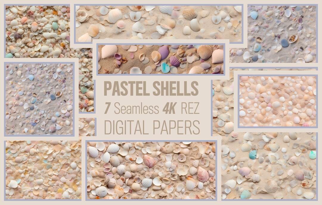 Pastel Shells - Pastel Seashells Stones - Scrapbook Papers - Seamless ...