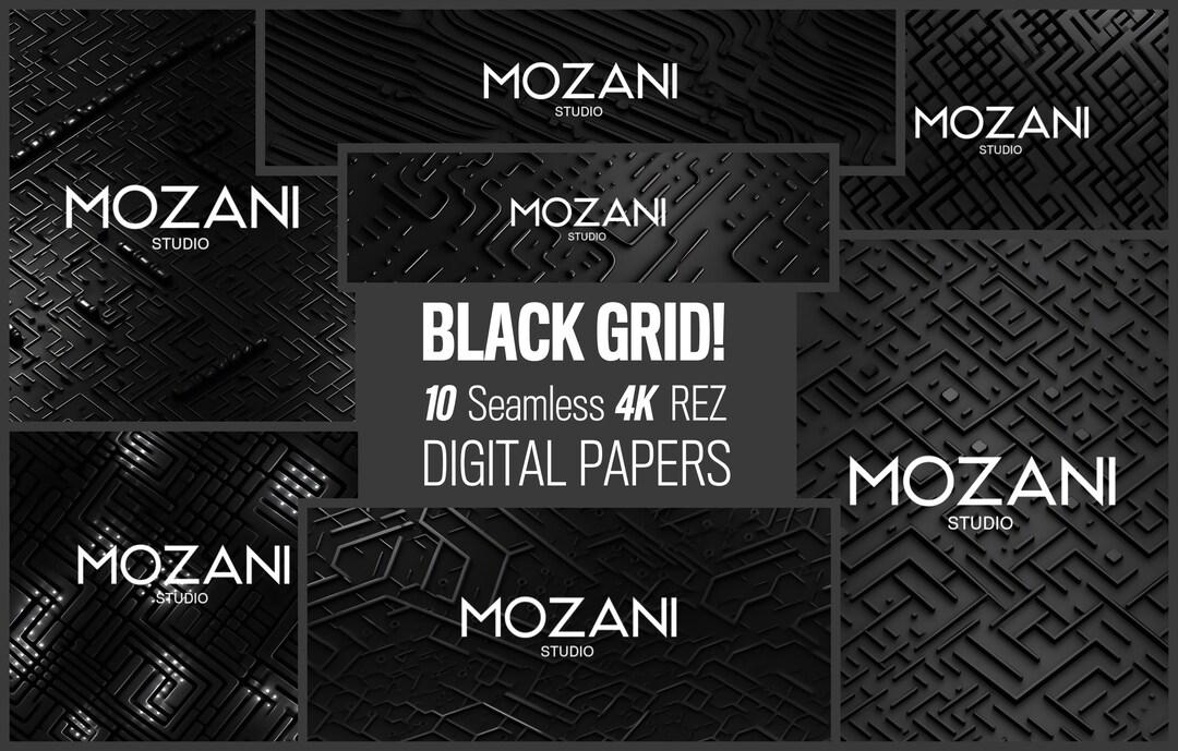 Black Rubber Grid - Luxury Black Digital Paper, Seamless Black ...