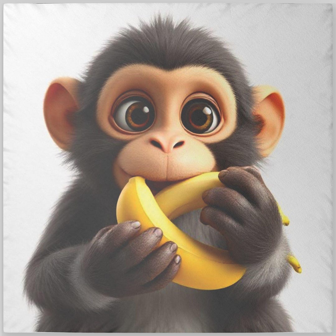 Custom Shaped Pillows | Monkey Eating a Banana | Funny Pillow - Etsy