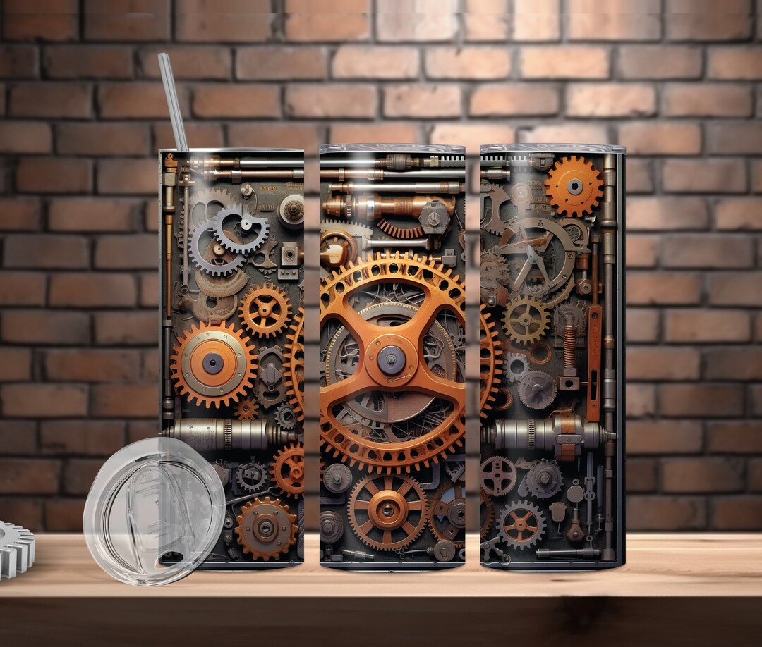 Mechanic Wheel 20oz&30oz Tumbler Wrap Seamless Designs, 3D Gear ...