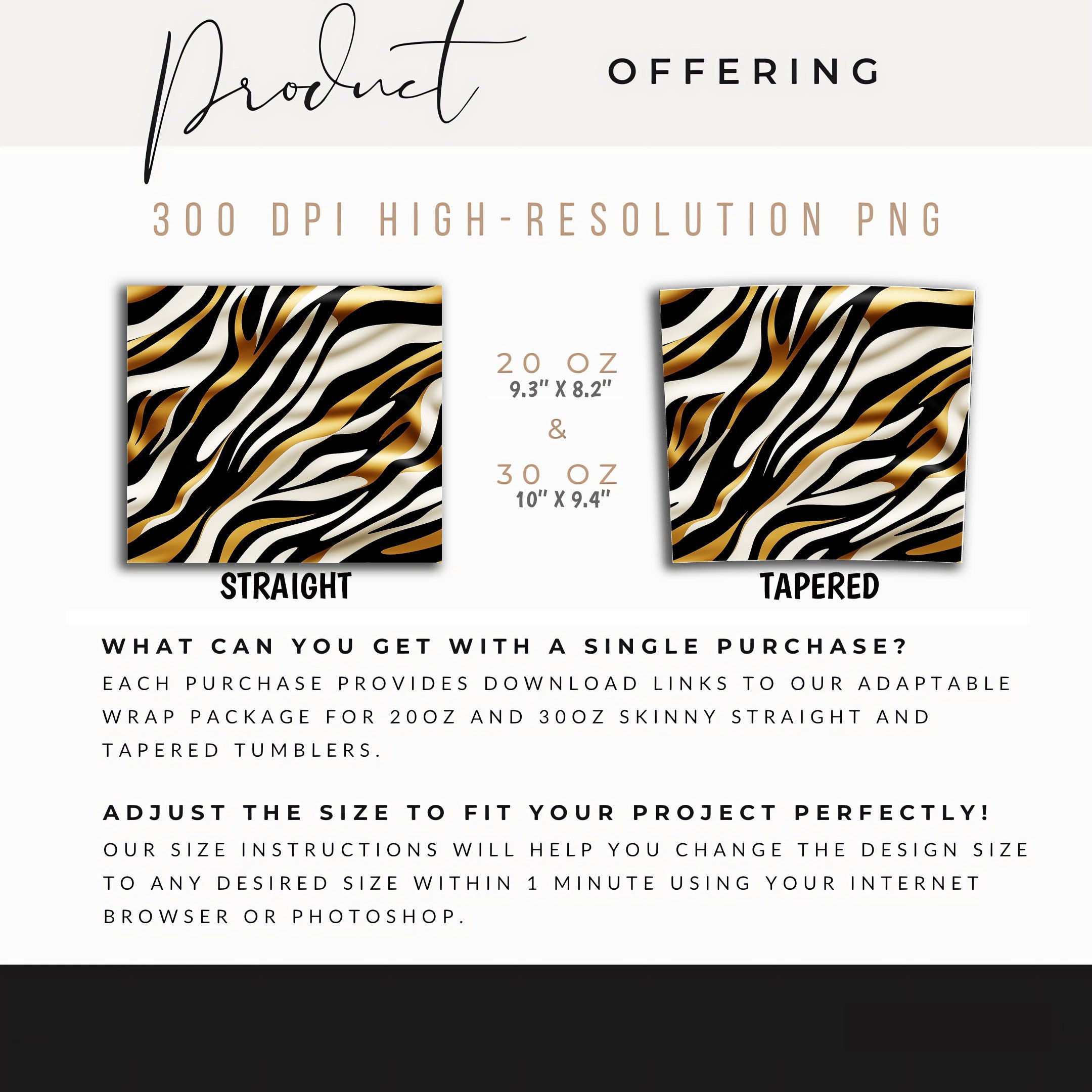 Zebra Strips 20oz&30oz Skinny Tumbler Wrap PNG Digital Download ...