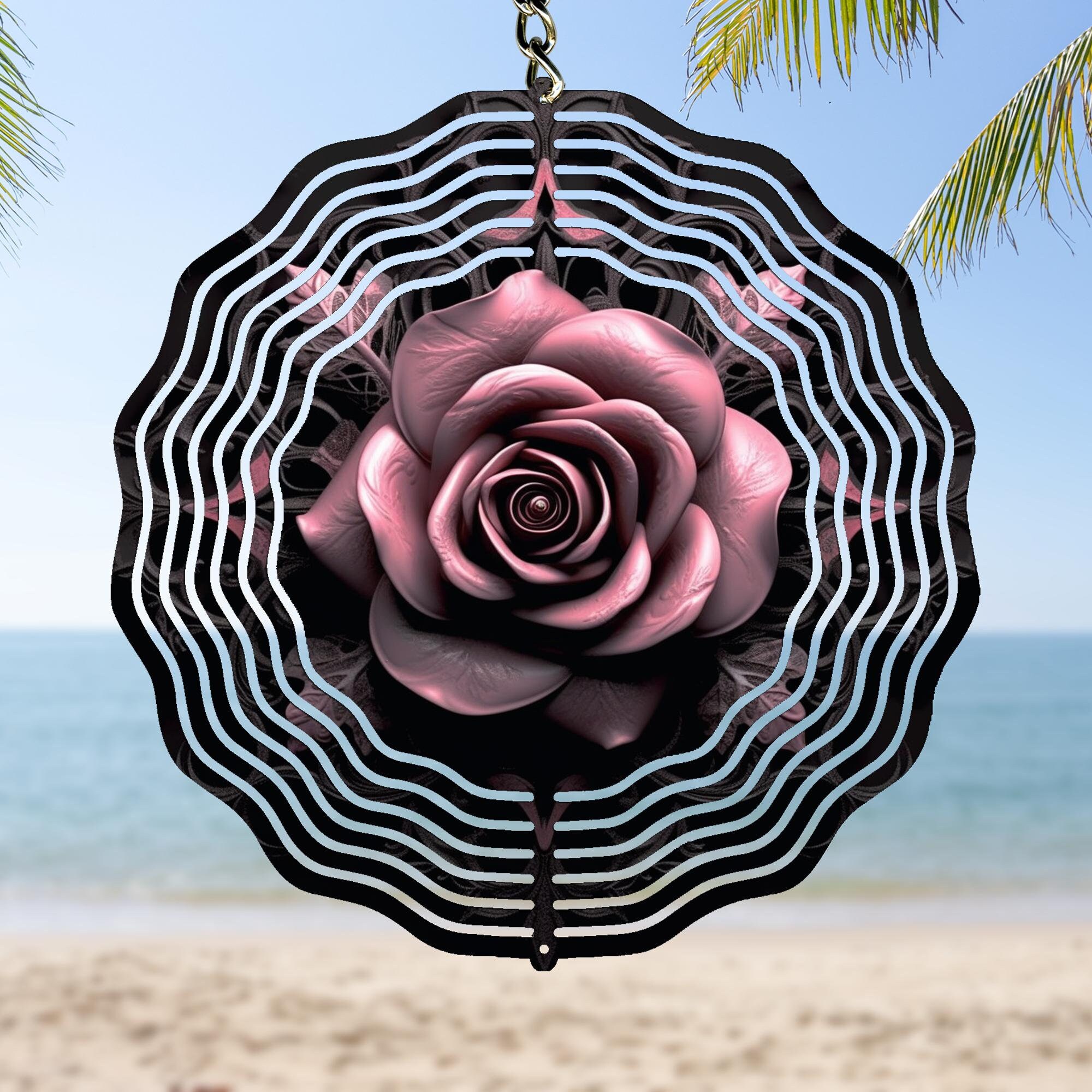 Pink Rose Wind Spinner PNG Digital Download Round and Square - Etsy