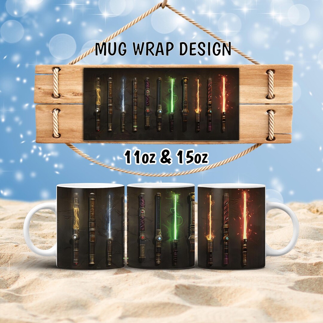 Laser Sword Mug Wrap: 11oz & 15oz Coffee Cup Design (digital Download ...