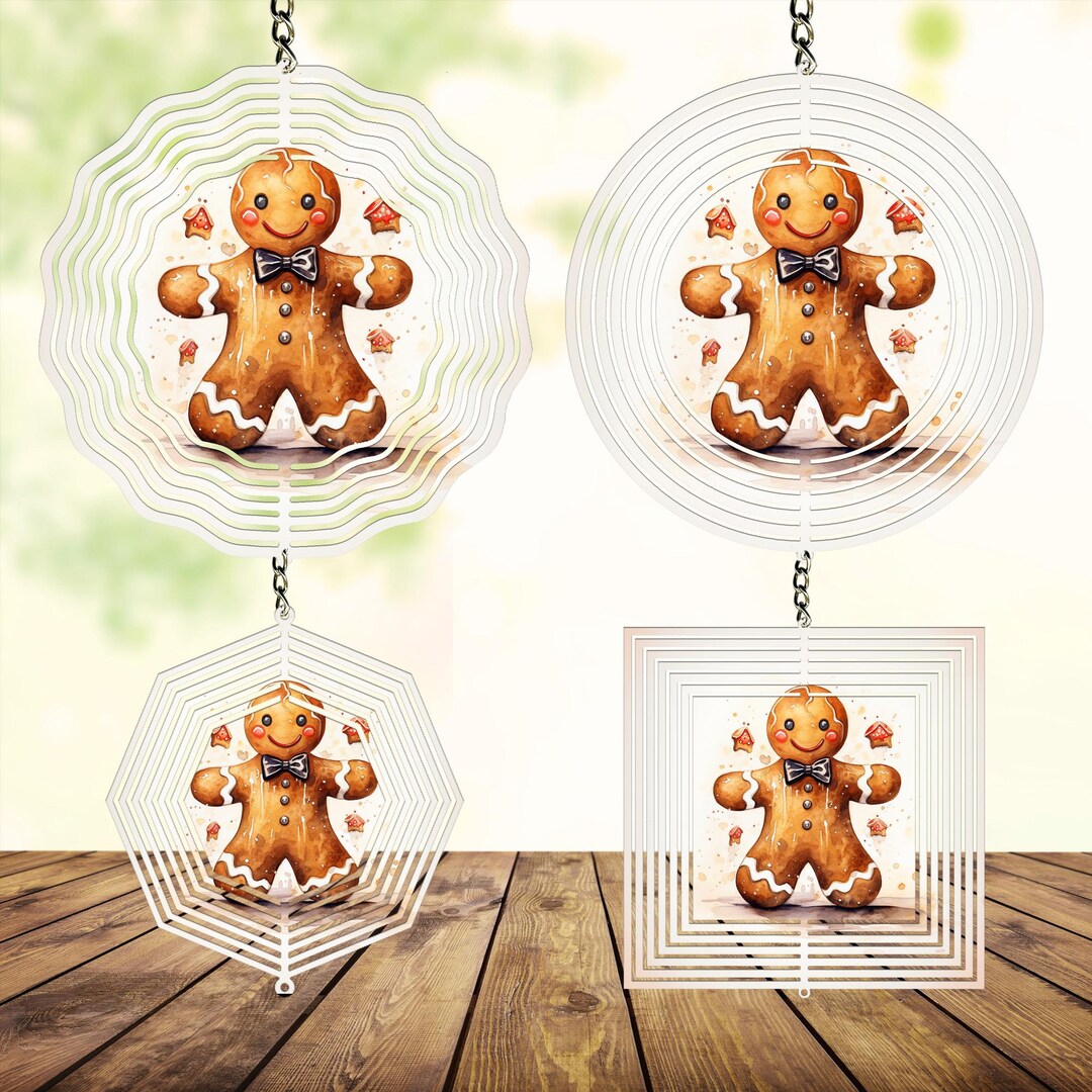 Gingerbread Man Wind Spinner PNG Digital Download, Round and Square ...