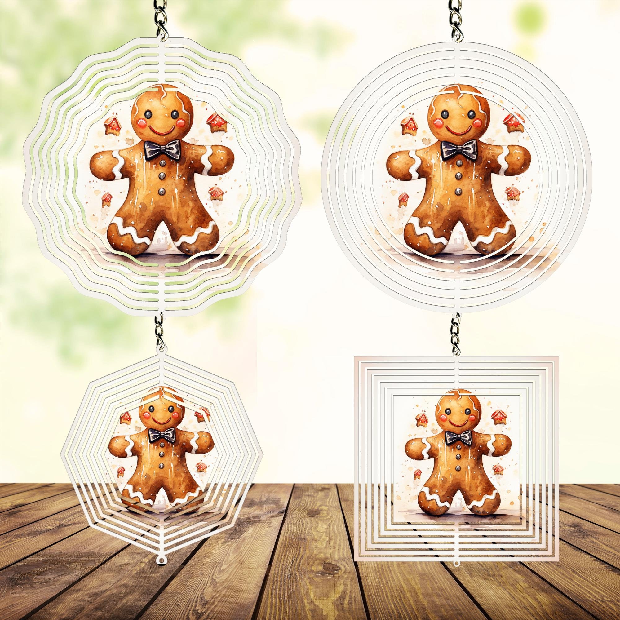 Gingerbread Man Wind Spinner PNG Digital Download, Round and Square ...