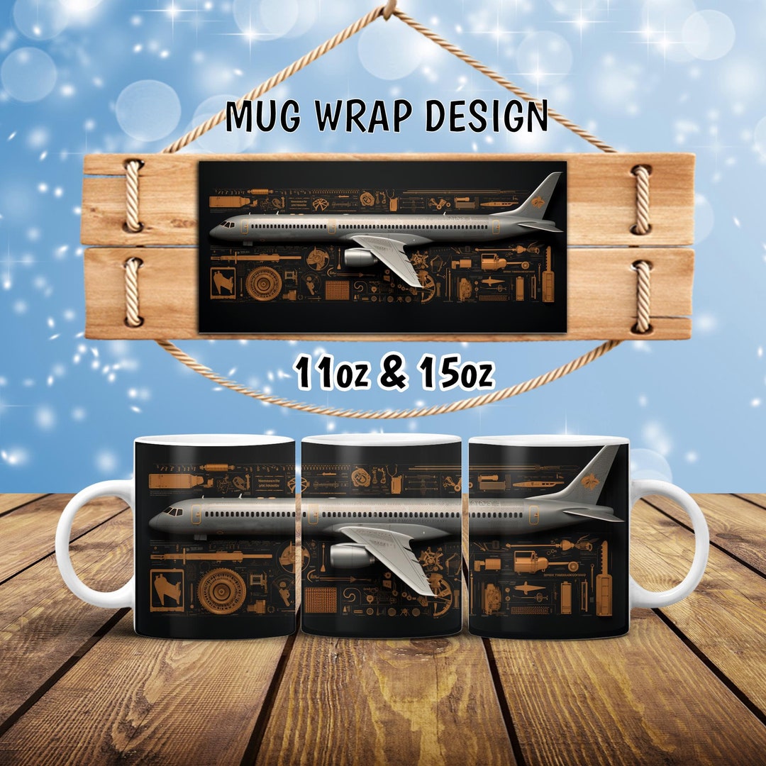 Airplane Mug Wrap Sublimation Design: 11oz & 15oz (digital Download) - Etsy