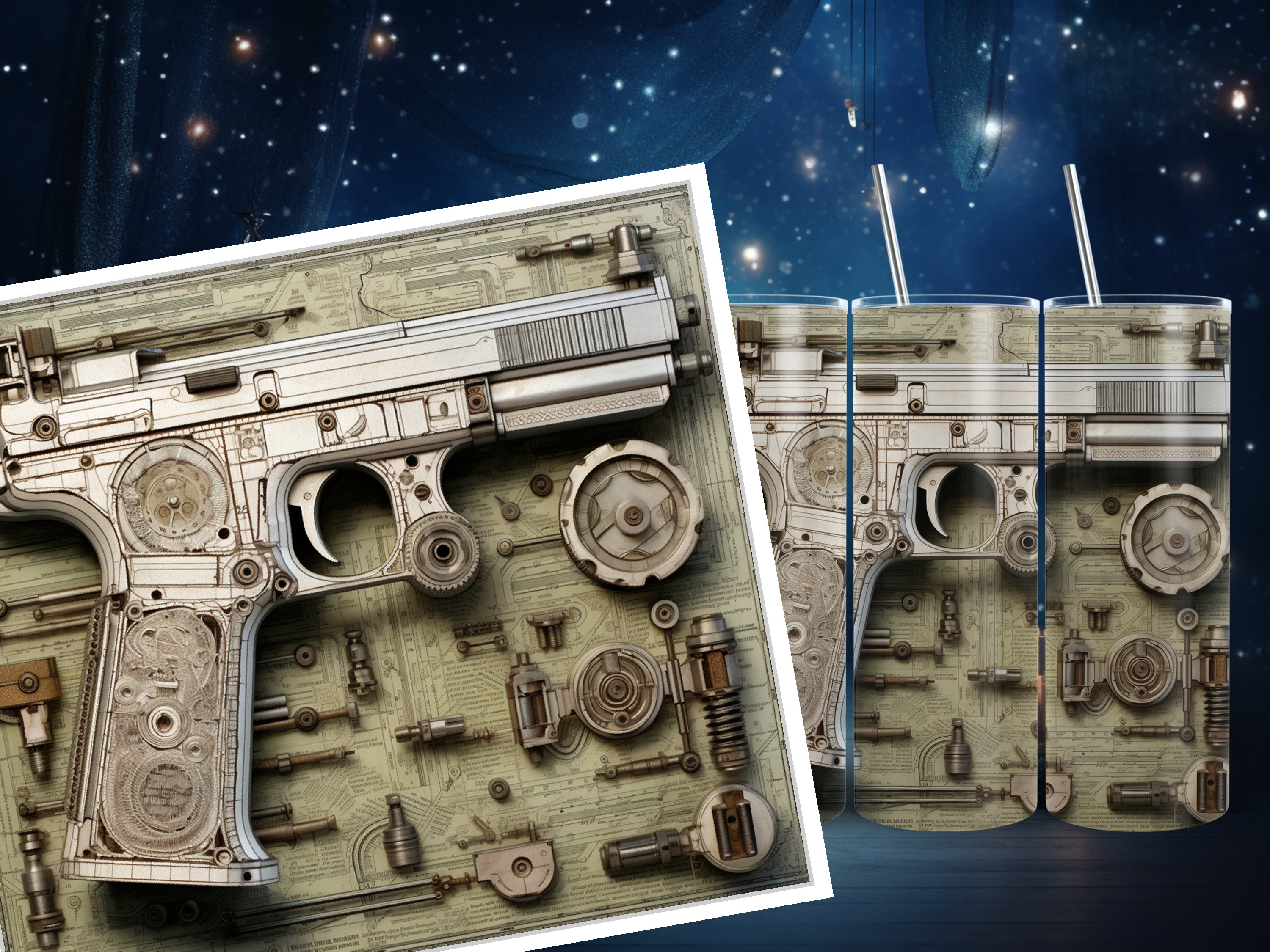 Mechanic Rustic Gun 20oz&30oz Skinny Tumbler Wrap Seamless - Etsy