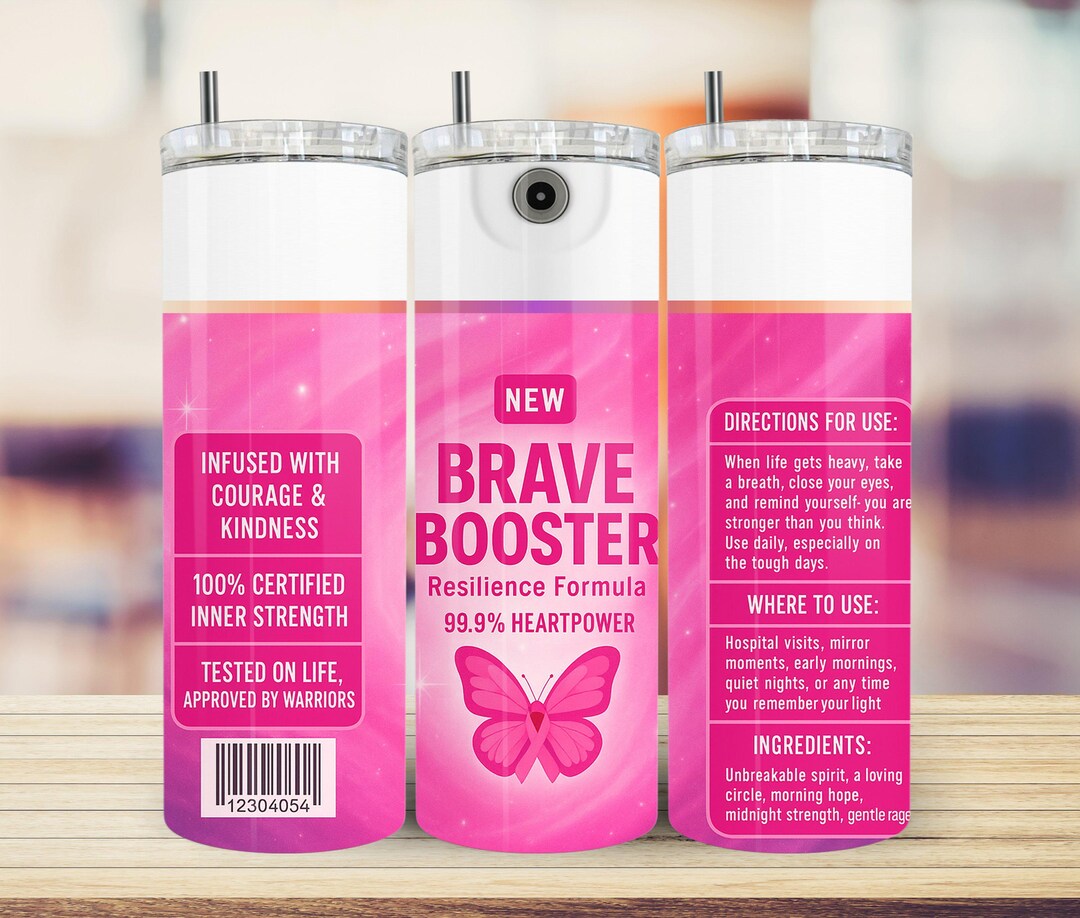 Brave Booster Tumbler Wrap: Breast Cancer Sublimation Design (digital ...