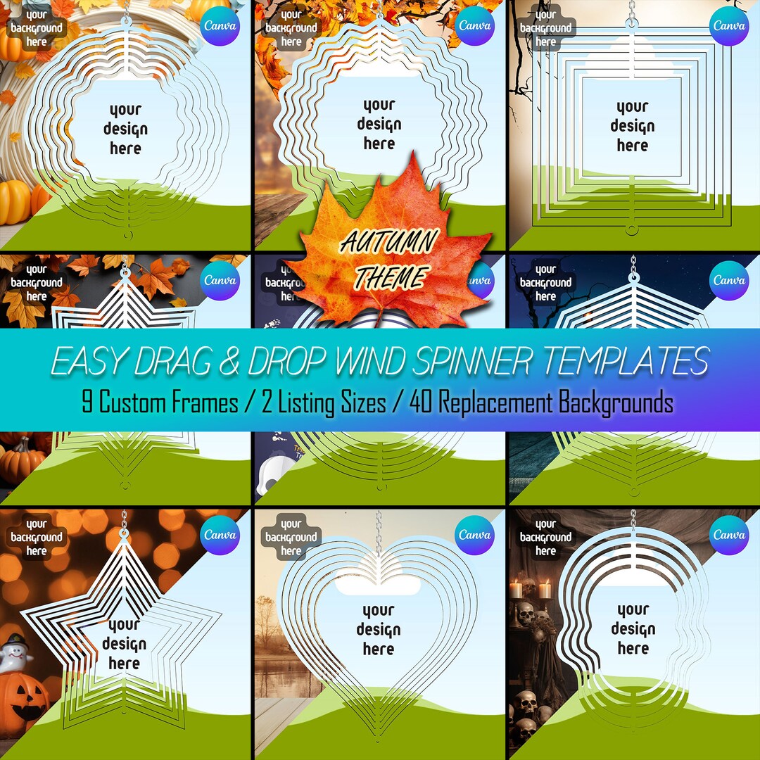 Wind Spinner Mockup Templates: Autumn Backgrounds, Canva Compatible ...