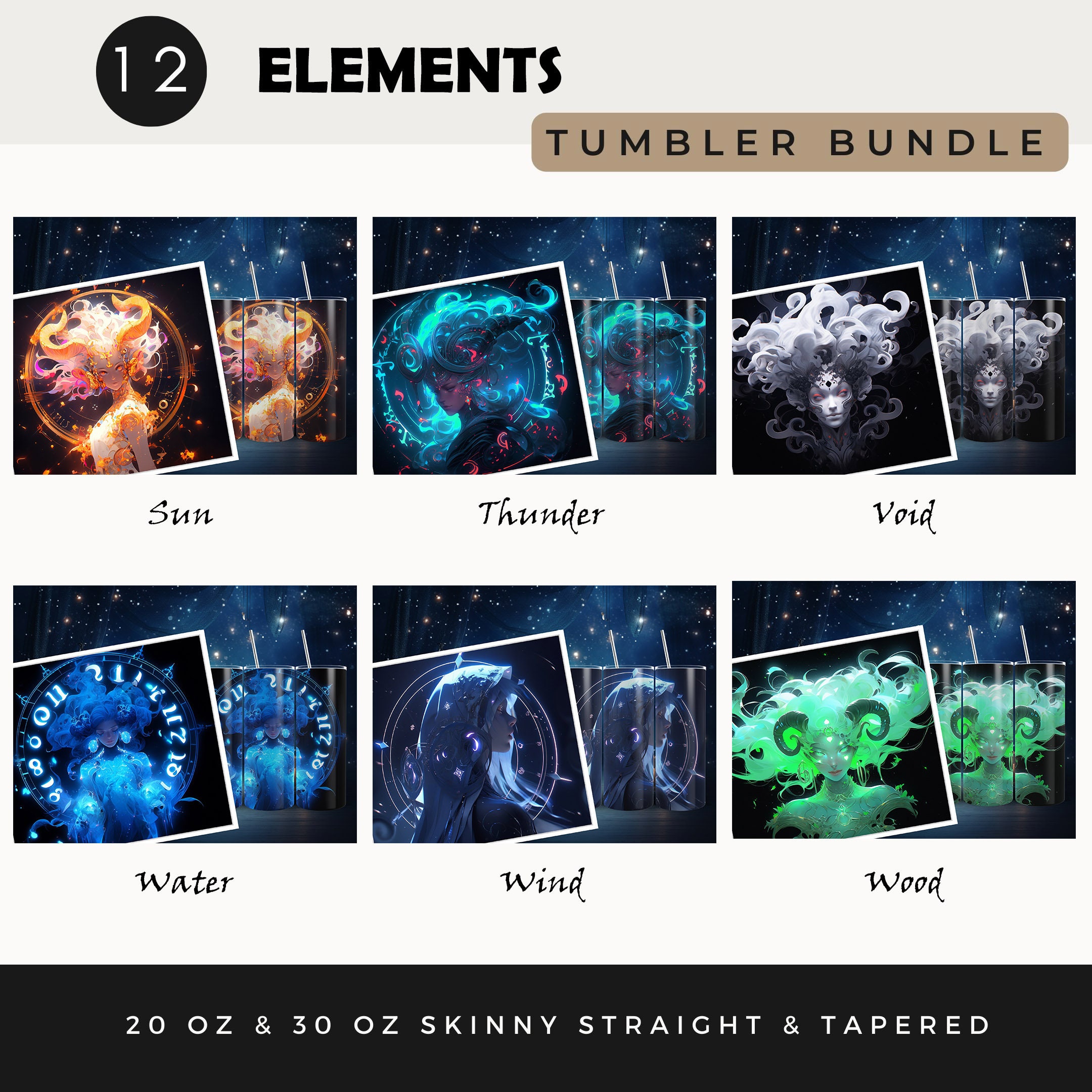 12 Elements PNG Tumbler Wrap Bundle Seamless Design 20oz&30oz - Etsy