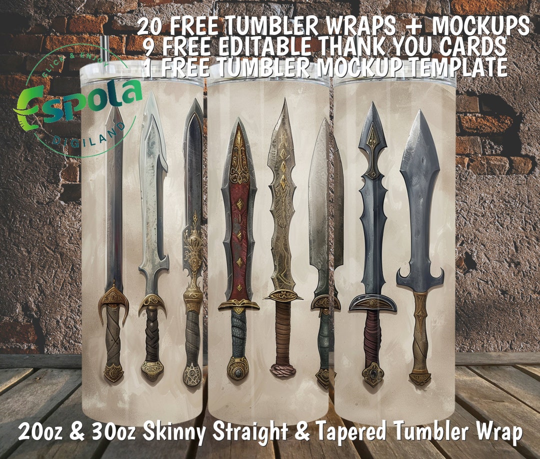 Medieval Swords 20oz&30oz Tumbler Wrap PNG Digital Download, Straight ...
