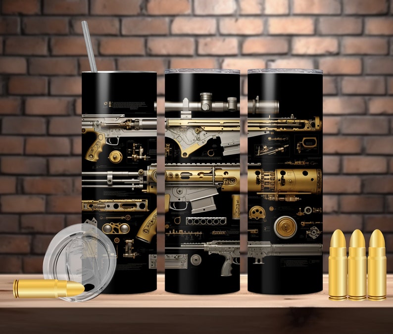 Mechanic Sniper Gun 20oz&30oz Tumbler Wrap Seamless Design, 3D Gun High ...