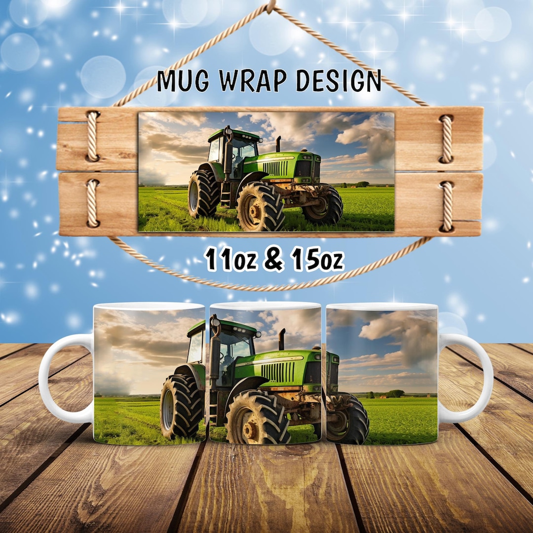 Tractor Mug Wrap Sublimation PNG, 11oz Mug & 15oz Mug Seamless Design ...