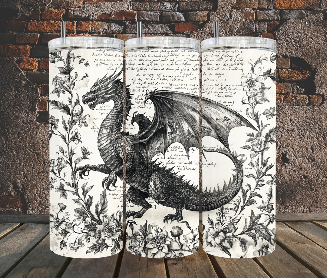 Dragon Book Tumbler Wrap: Romantasy Sublimation Design (PNG Digital ...