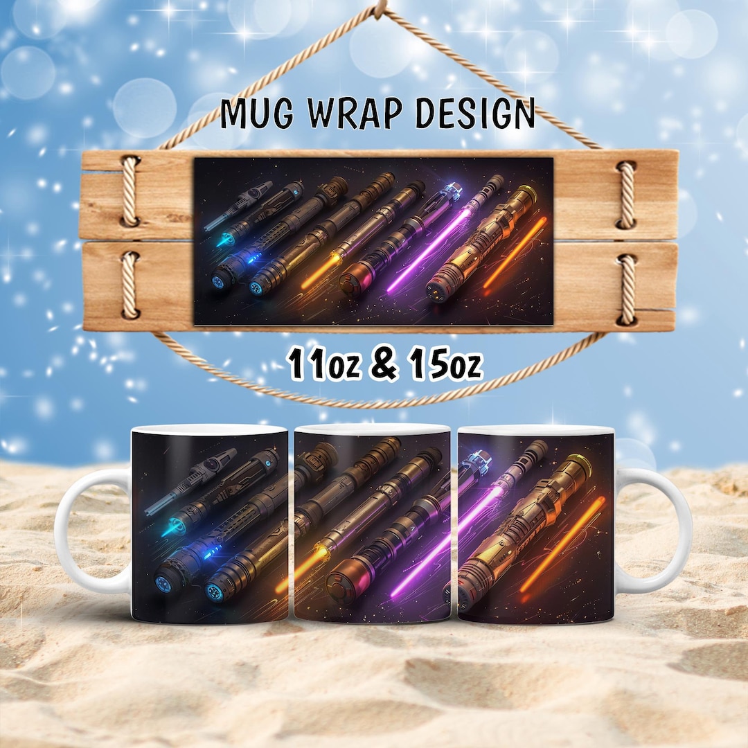 Lightsaber Mug Wrap: Seamless Swordsmanship Design (digital Download ...